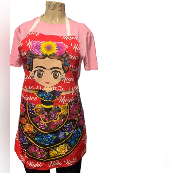MEXICANA | Other | Copy Frida Kahlo Cartoon Mexican Traditional Mandil ...